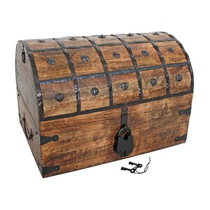 Pirate Wooden Treasure Chest With Antique Iron Lock and Skeleton Key ...