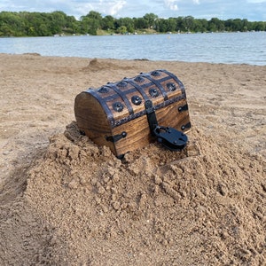 Pirate Wooden Treasure Chest With Antique Iron Lock and Skeleton Key ...