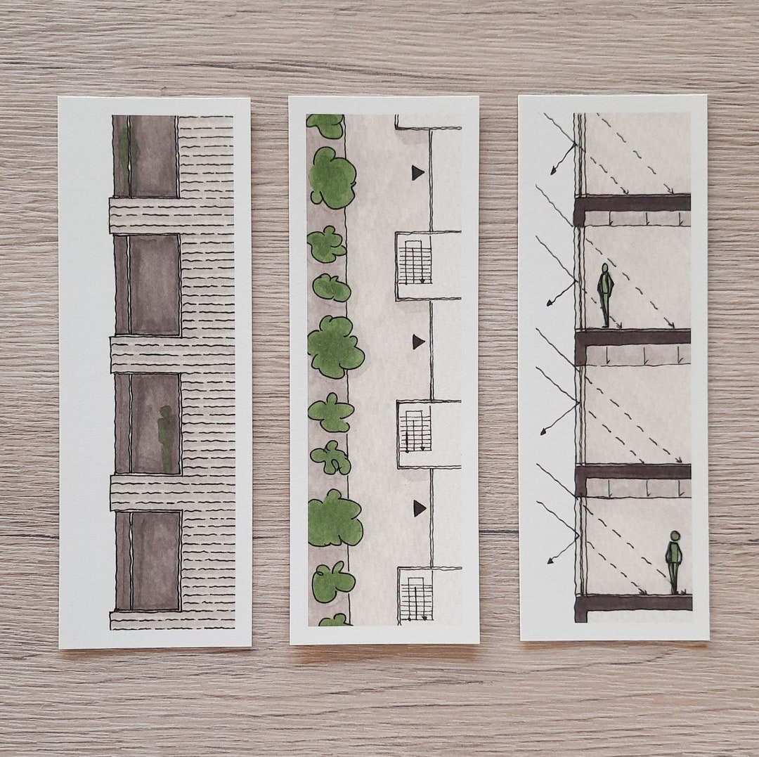 Plan Graphics Architecture Bookmark Set 3 Pieces Funny Gift for ...