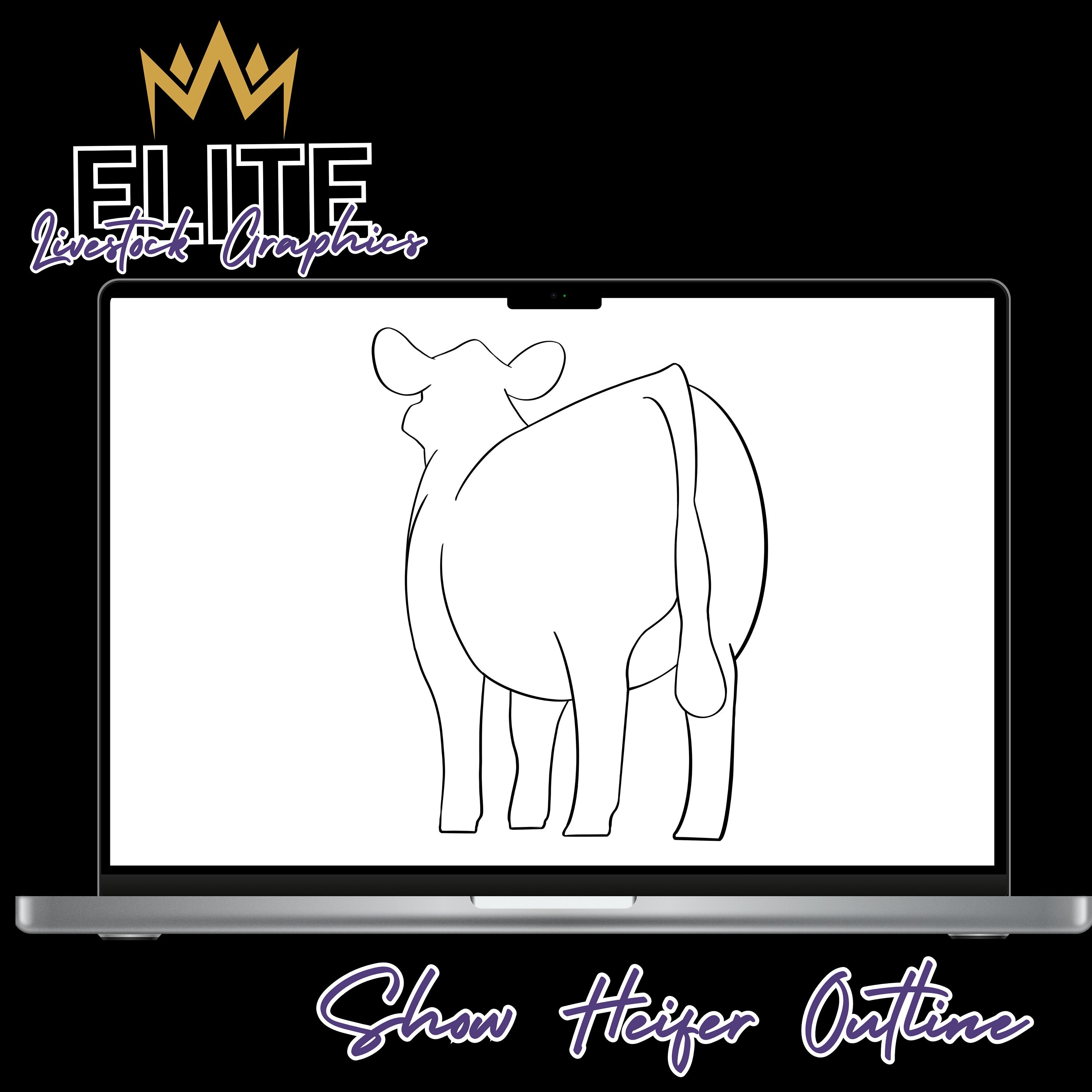 Show Heifer Outline Graphic - Etsy