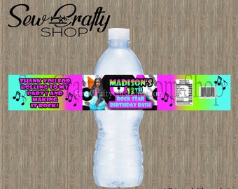 Rock Star Water Bottle Label - Etsy