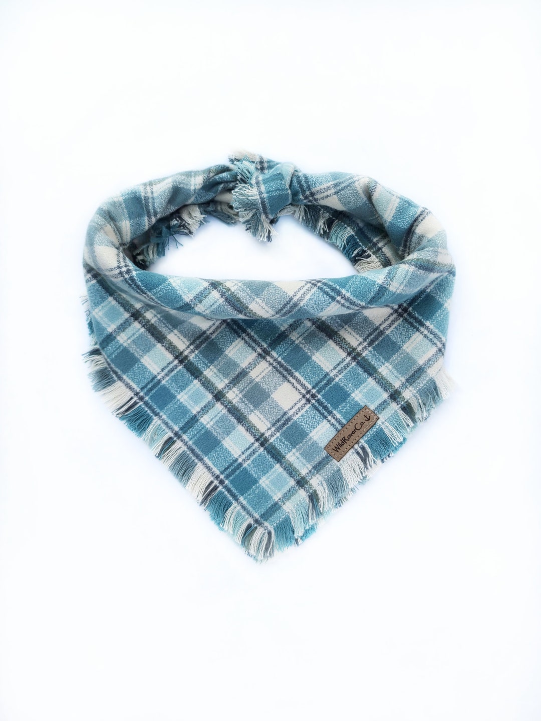 Dusty Blue Plaid Bandana With Frayed Edges and Snaps - Etsy