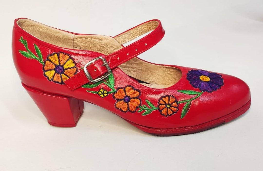 Embroidered Folkloric/regional Dance Shoe, 100% Leather, Sizes 22-28 ...