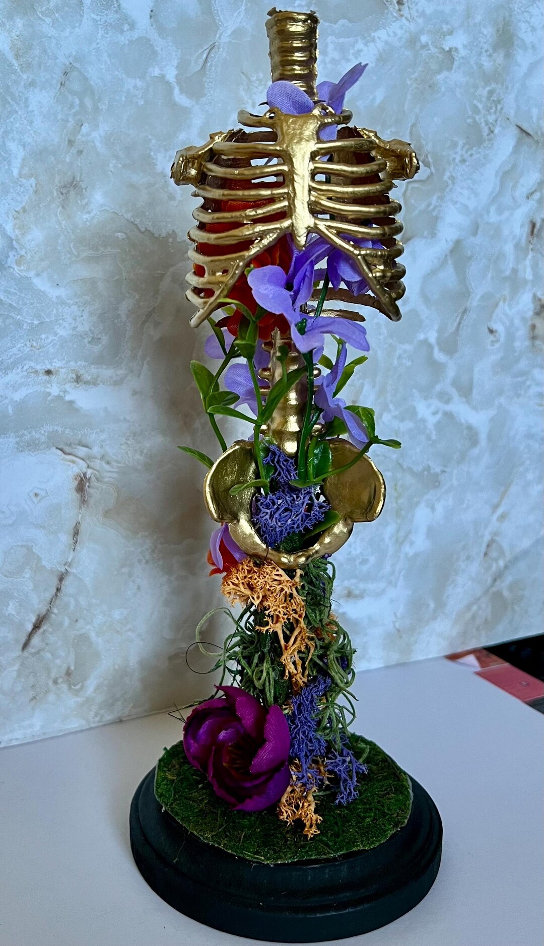 Calliope, the Golden Muse | Skeleton Floral Sculpture | Goddess of ...