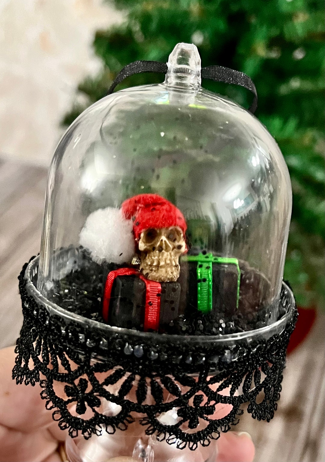 Gothmas Cloche Ornament Creepmas Christmas Skull Gift Hanging Tree ...