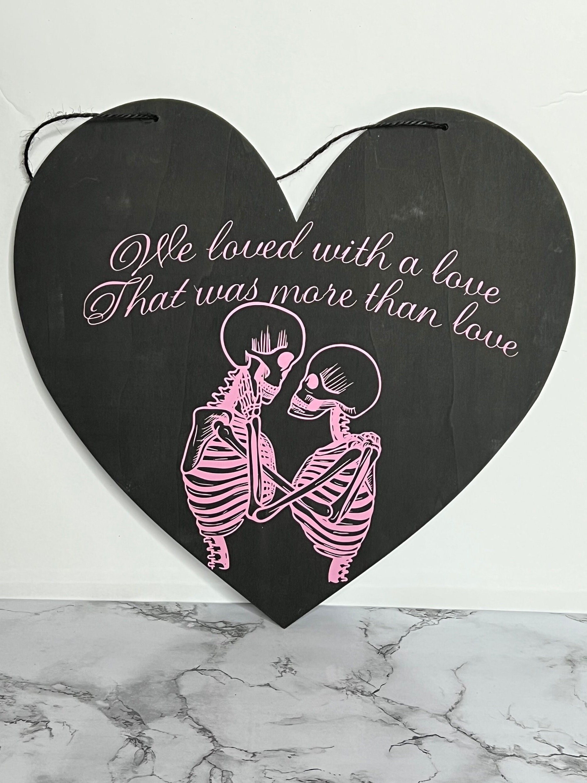Heart Shaped Annabelle Lee Gothic Wood Sign 12 Inch Skeleton Love Goth ...