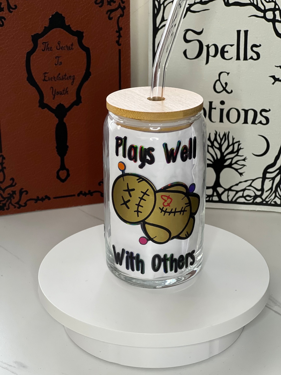 Sippin’ Pretty Plays Well Voodoo Doll Coffee Glass Can Travel Water ...