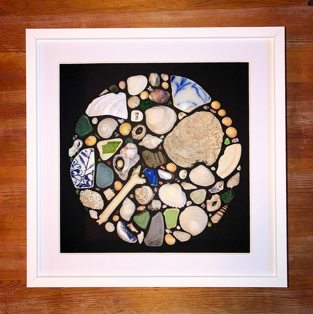 Original Handmade Sea Shell Wall Art Large Circle Shell Grid. - Etsy