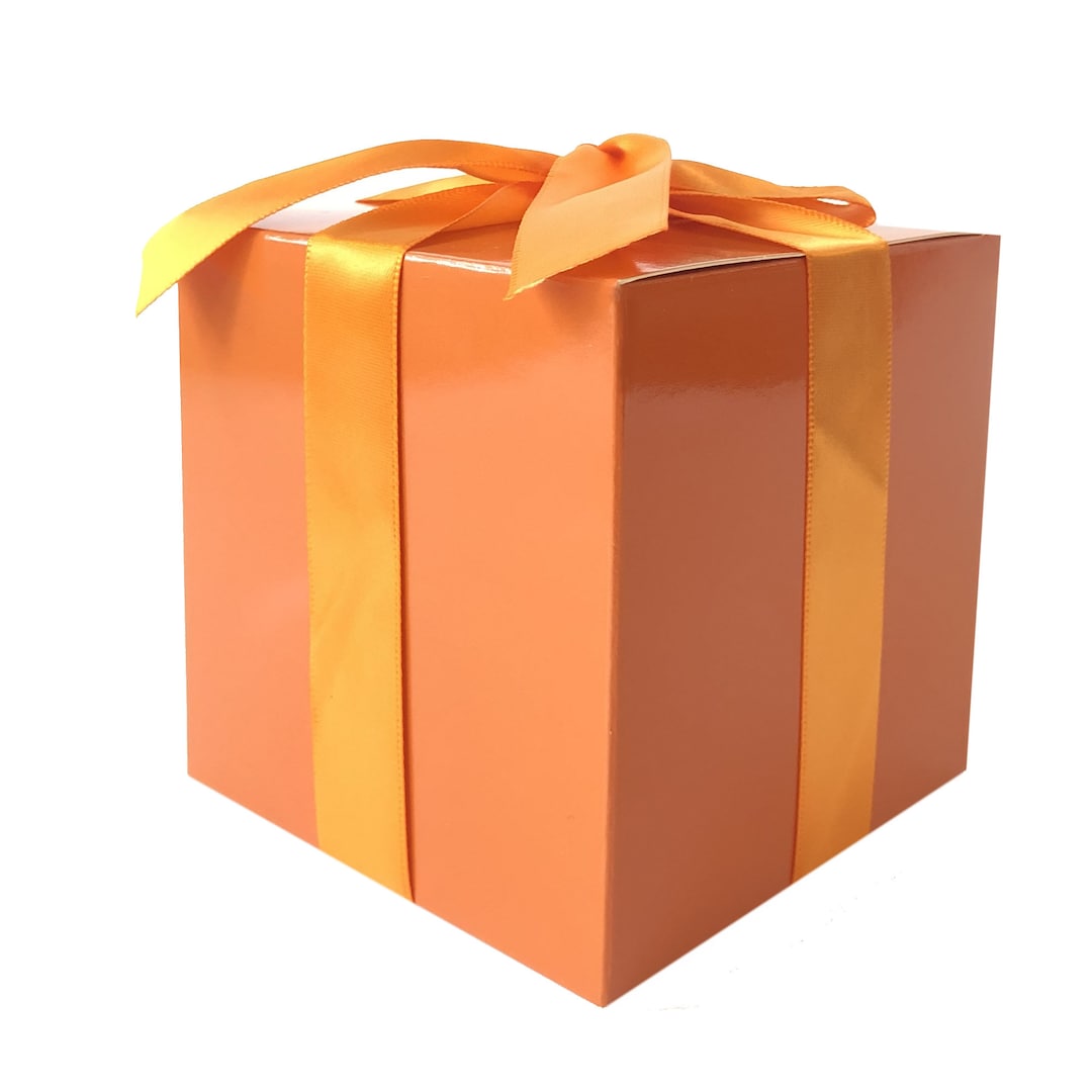 Orange Glossy Gift Box: 4x4x4 Inch Cube, Pack of 4 - Etsy