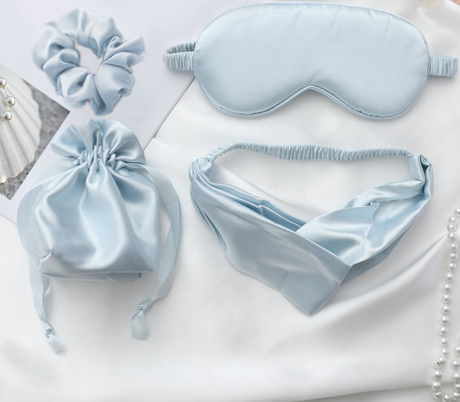 4PC Soft Silk Satin Sleep Eye Mask Set Includes Eyemaskgusset - Etsy