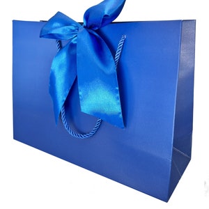 Elegant Royal Blue Gift Bag With Extra Wide 2" Inch Royal Blue Satin ...