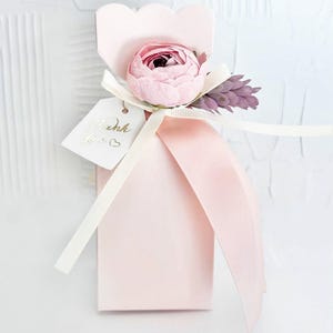10 Pink Candy Box With Pink & Purple Flower Ribbon With Tag in 2.3lx2 ...