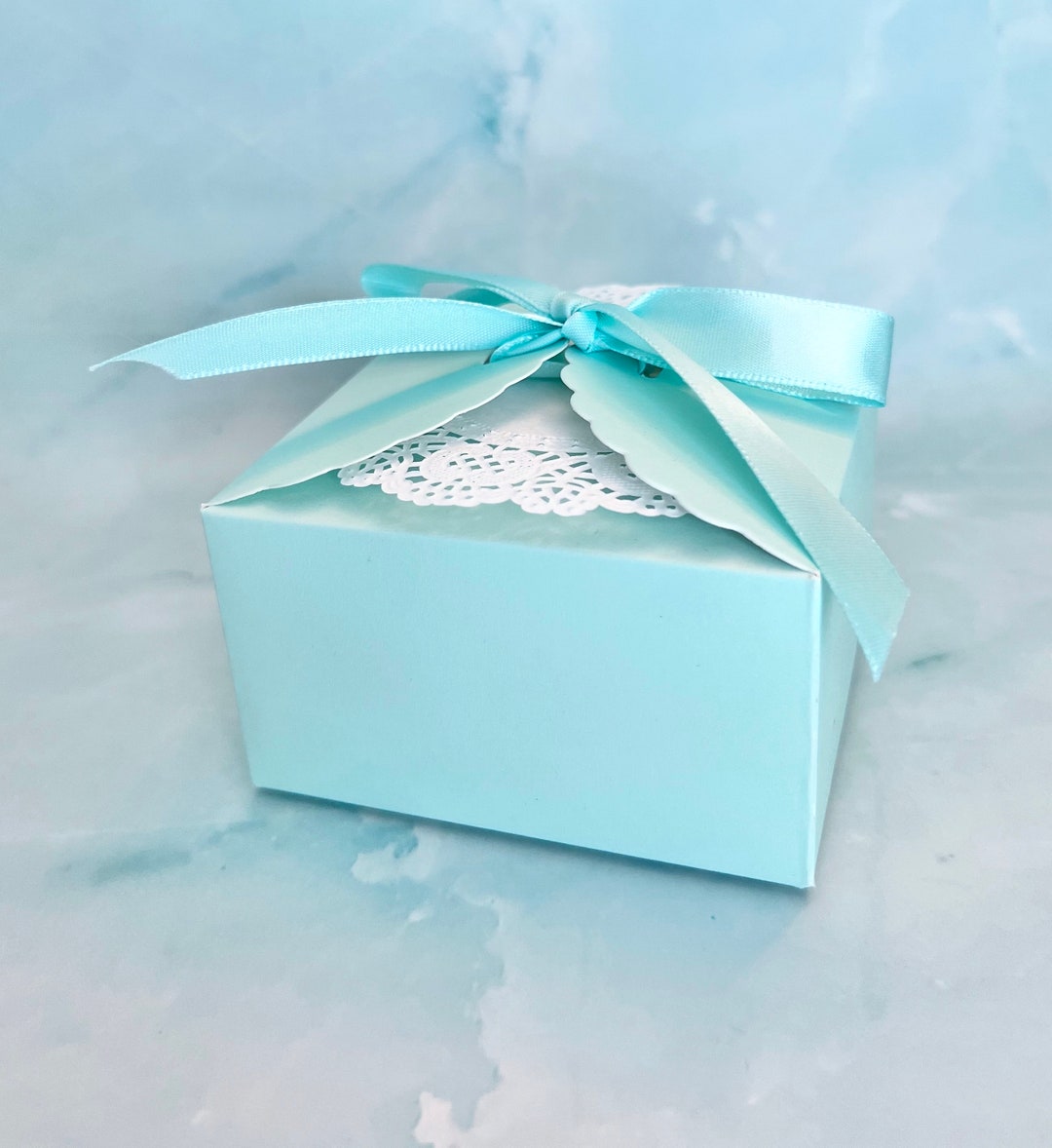 20 Boxes Blue Turqouise Color Candy Party Favor Box, Doillies, Choose ...