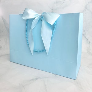 Elegant Light Blue Gift Bag With Wide Light Blue Satin Ribbon 13-3/4 X ...