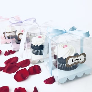 12 Boxes Light Blue Cupcake Box for Any Occasion 3.5x3.5, Gift Gifting ...