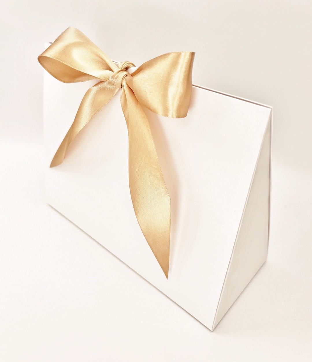 Elegant White Gift Box 9x7x3.5" With Wide 1.5" Satin Ribbon for Gift ...