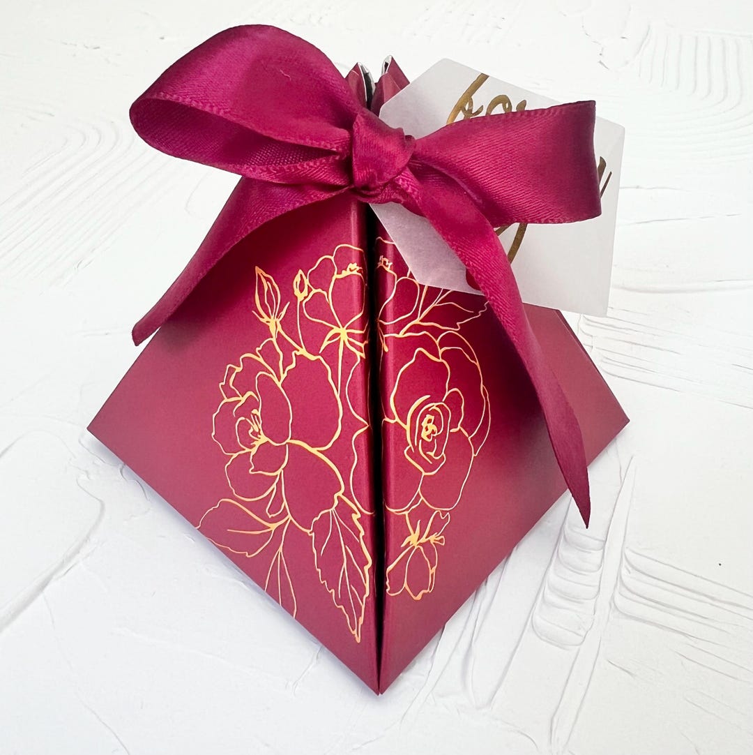 Red Party Favor Boxes: Candy Box Includes Ribbon and Tag (set of 10) - Etsy