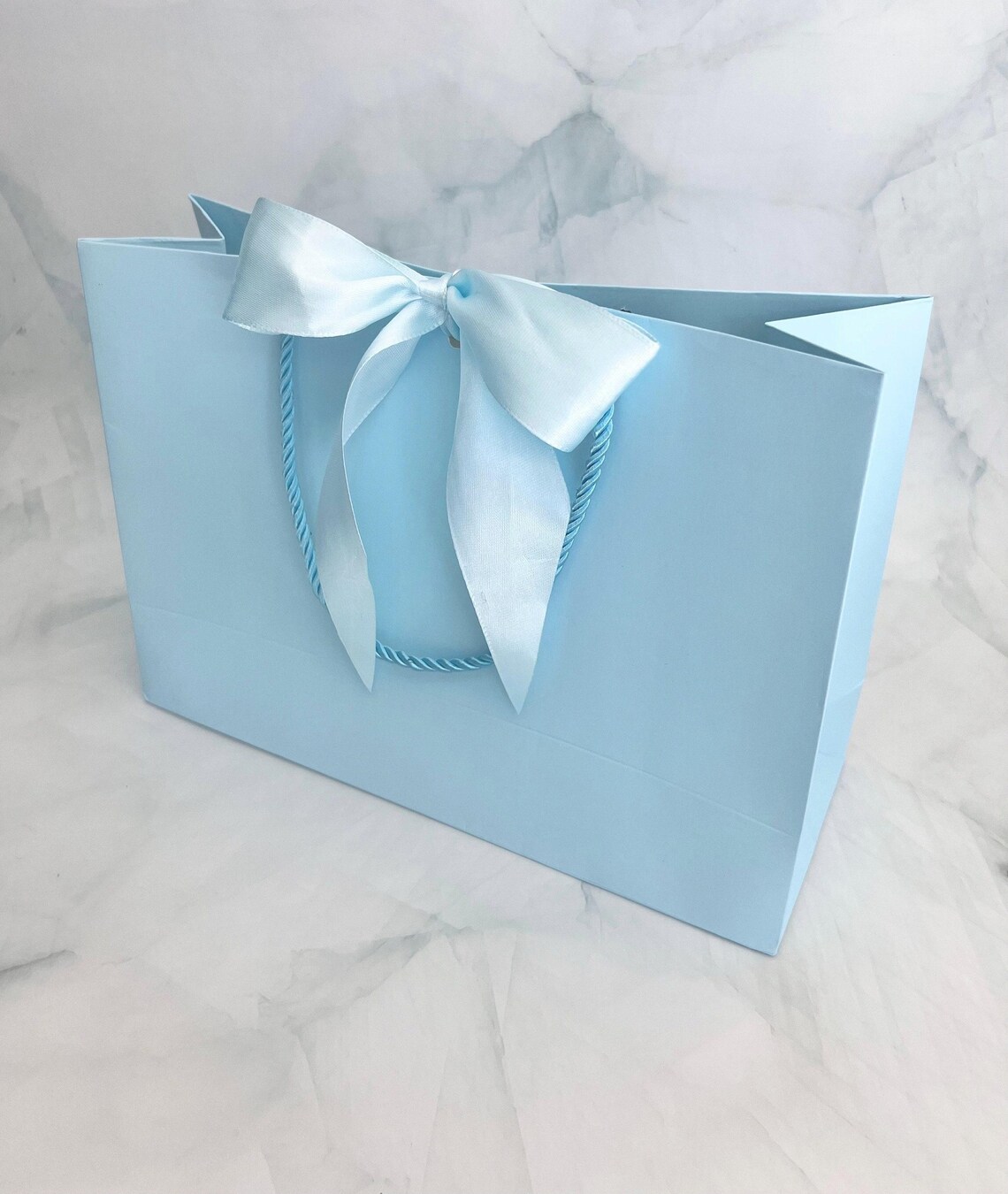 Elegant Light Blue Gift Bag With Wide Satin Ribbon, 11x7.75x4 Inch - Etsy