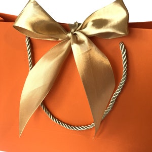 Elegant Large Orange Gift Bag 17 X 12-1/2 X 5-1/2 Inch Wide Satin Gold ...