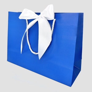 Elegant Royal Blue Gift Bag White Satin Ribbon 17 X 12-1/2 X 5-1/2 Inch ...