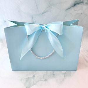 Light Blue Gift Bag: Wide Satin Ribbon, 11x7.75x4 Inch - Etsy