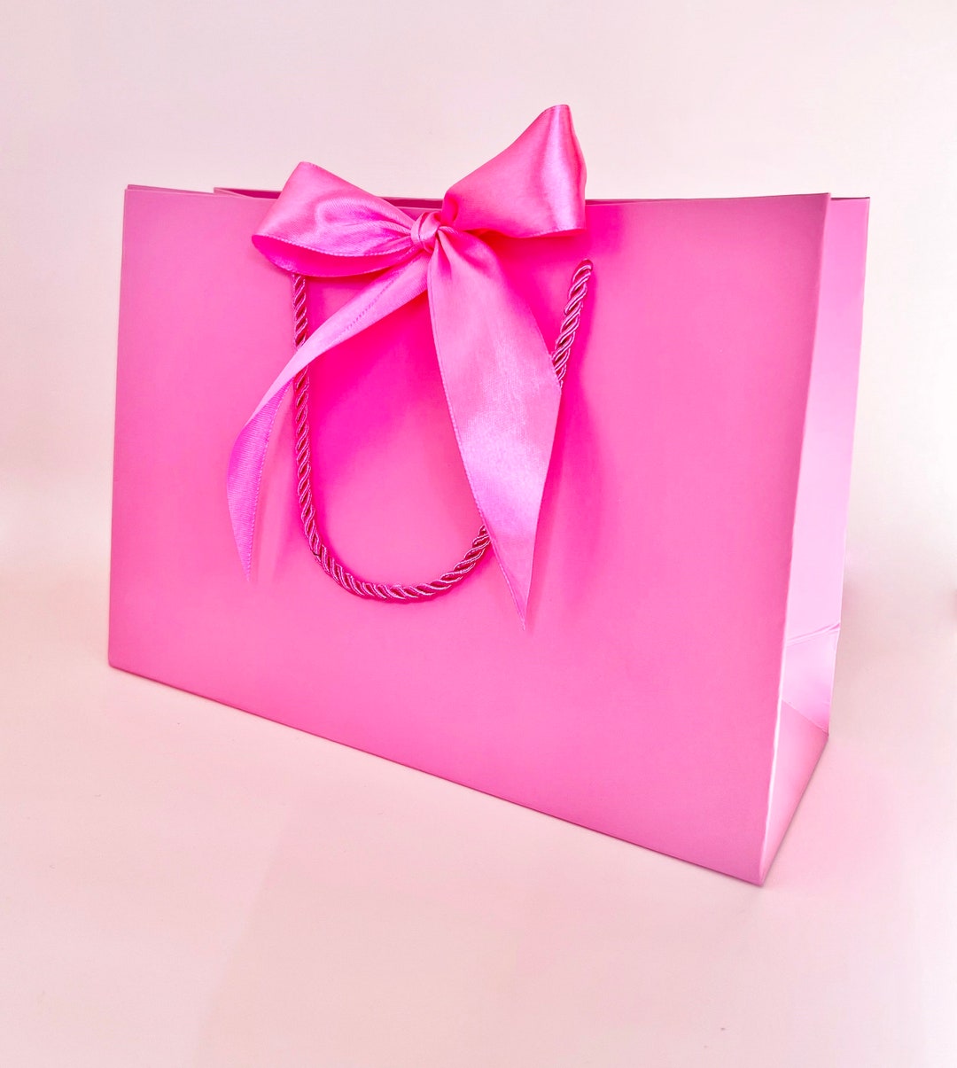 Elegant Hot Pink Gift Bag 11 X 7-3/4 X 4 Hot Pink Ribbon & Matching ...