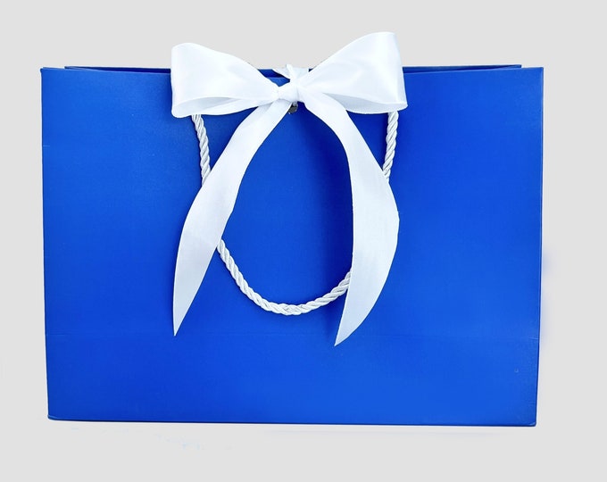 Royal Blue Wedding Welcome Bags With Satin Ribbon, Bow and Your Names ...