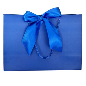 Elegant Royal Blue Gift Bag With Extra Wide 2" Inch Royal Blue Satin ...