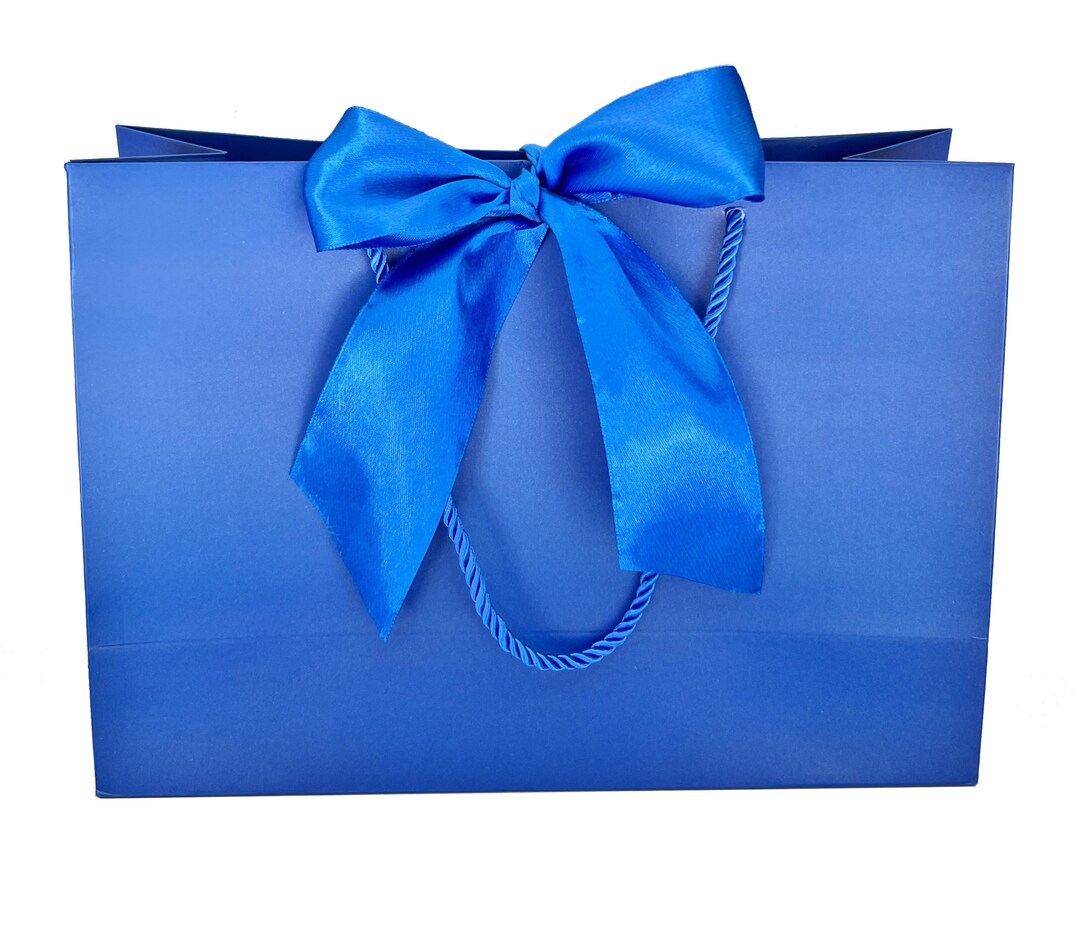 Elegant Royal Blue Gift Bag With Extra Wide 2" Inch Royal Blue Satin ...
