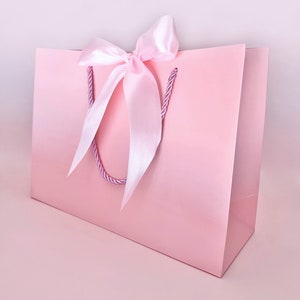 Elegant Pink Gift Bag With Wide Pink or White Satin Ribbon 13-3/4 X 11 ...