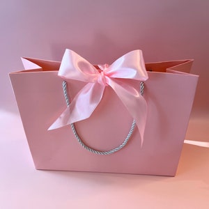 Elegant Pink Gift Bag With Wide Pink or White Satin Ribbon 13-3/4 X 11 ...