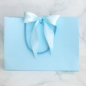 Elegant Light Blue Gift Bag With Wide Satin Ribbon 13-3/4 X 11-3/4 X 4 ...