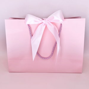 Elegant Pink Gift Bag With Wide Pink or White Satin Ribbon 13-3/4 X 11 ...