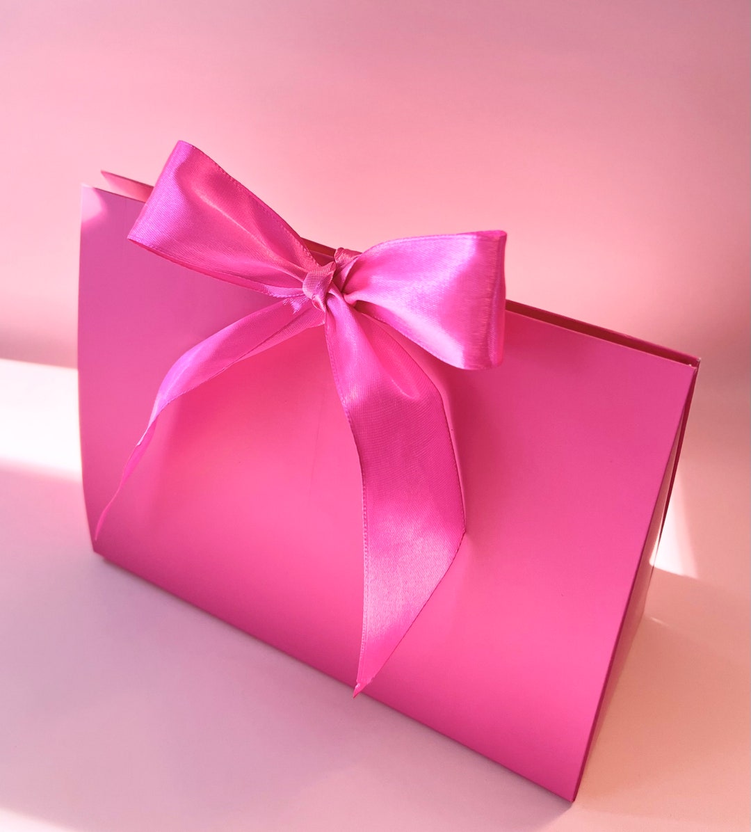 Elegant 9x7x3.5 Inch Hot Pink Gift Box With 1.5" Wide Ribbon - Gift ...