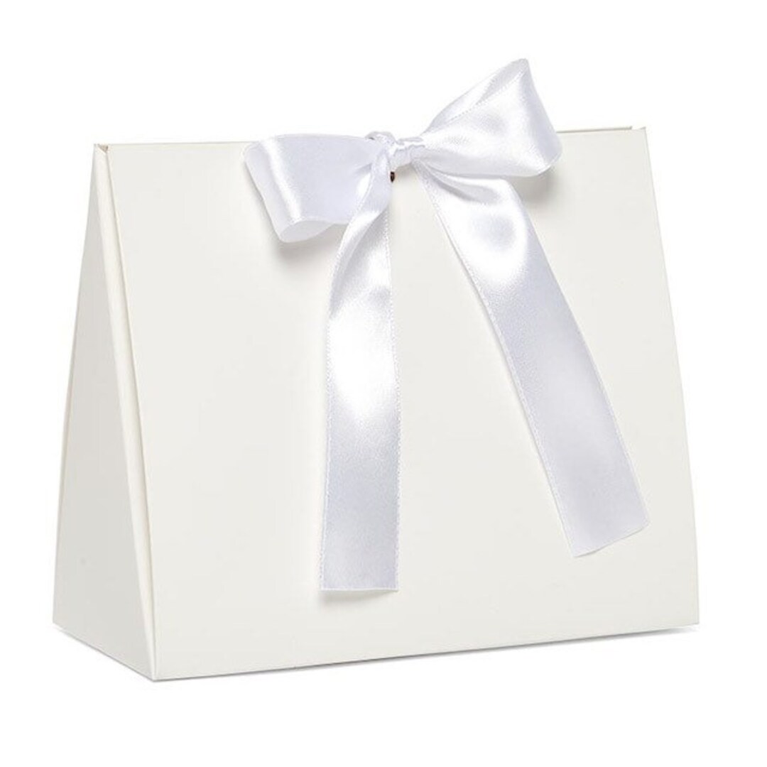 Elegant White Gift Box 9x7x3.5" White Satin Ribbon for Gift Gifting ...