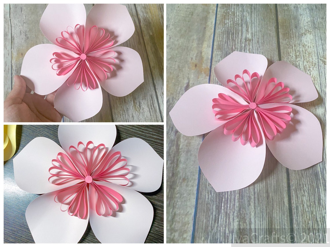 Cherry Blossom in SVG and PDF Diy Paper Flower Template for - Etsy