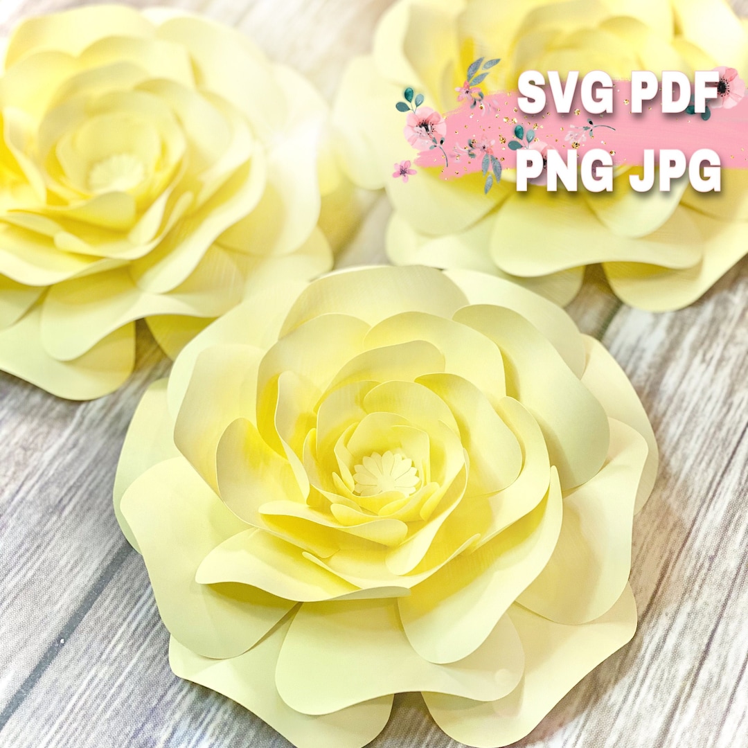 Paper Rose SVG Flower Template for Cricut, Layered Flower Cut File ...
