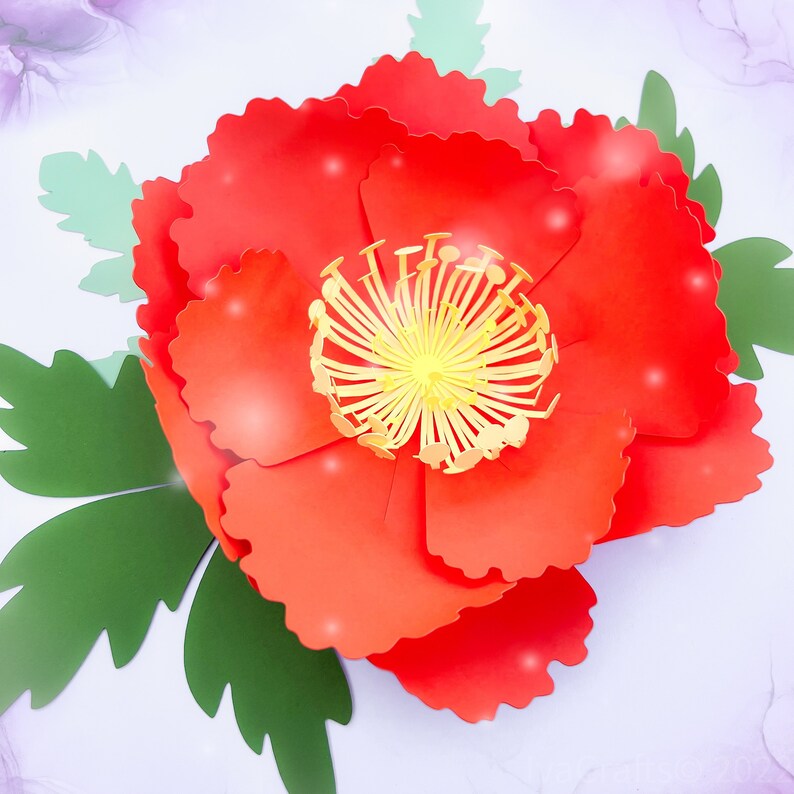 Paper Poppy Template Flower SVG Cut Files Flower Template - Etsy