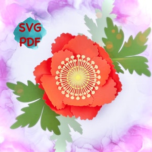Paper Poppy Template, Flower SVG Cut Files, Flower Template for Cricut ...