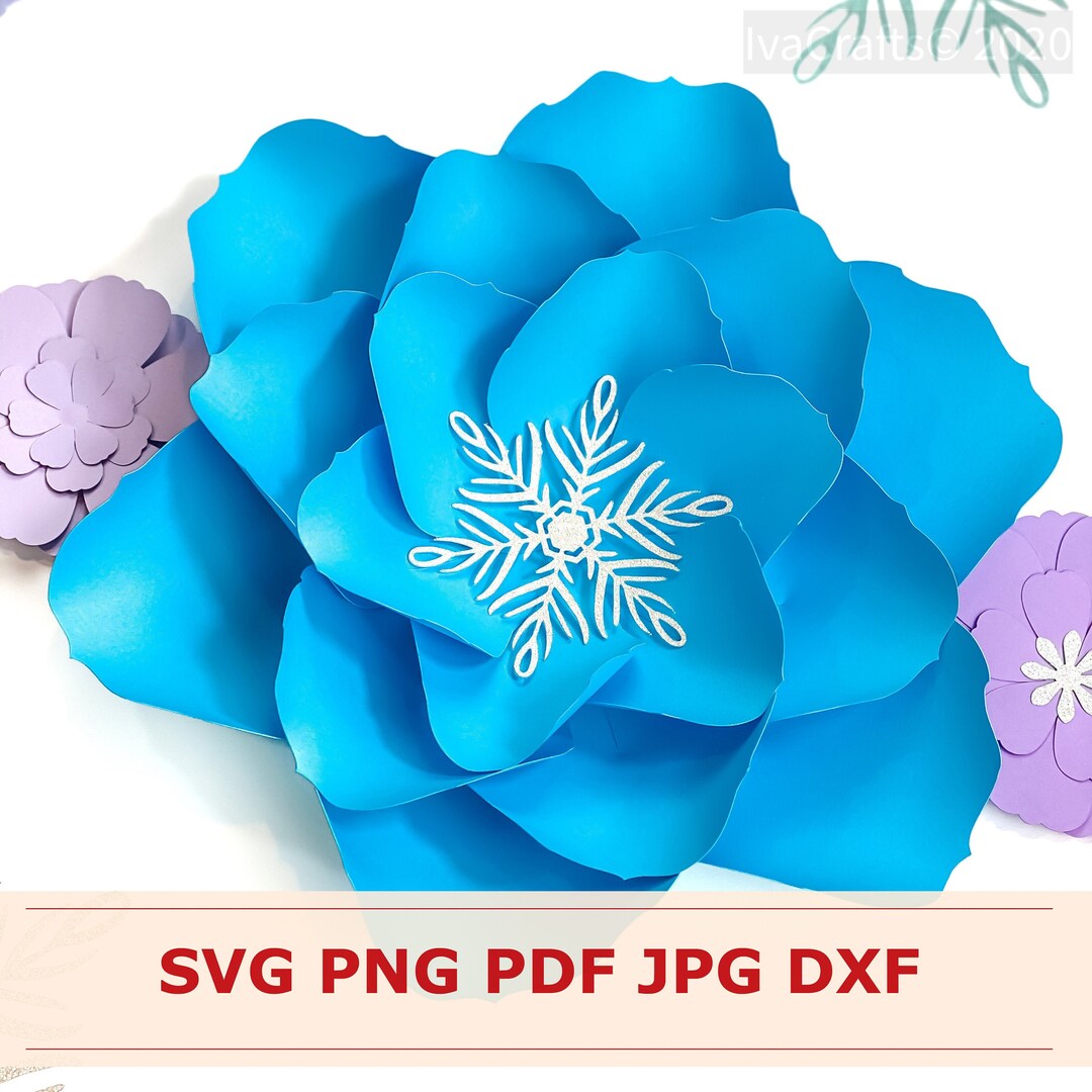 Paper Flower Template SVG, Snowflake Ornament, Winter Backdrop ...