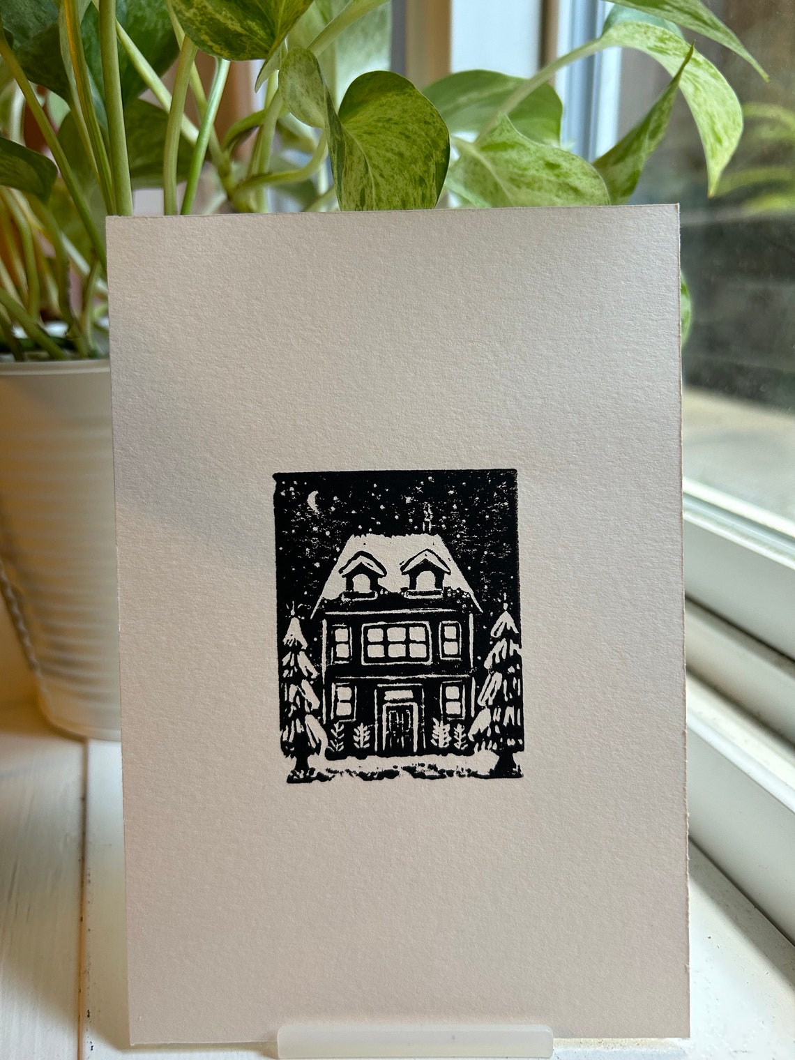Winter Lino Print, Home, Snow, Christmas, Handmade, Gifts, Home Decor ...