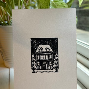 Winter Lino Print, Home, Snow, Christmas, Handmade, Gifts, Home Decor ...