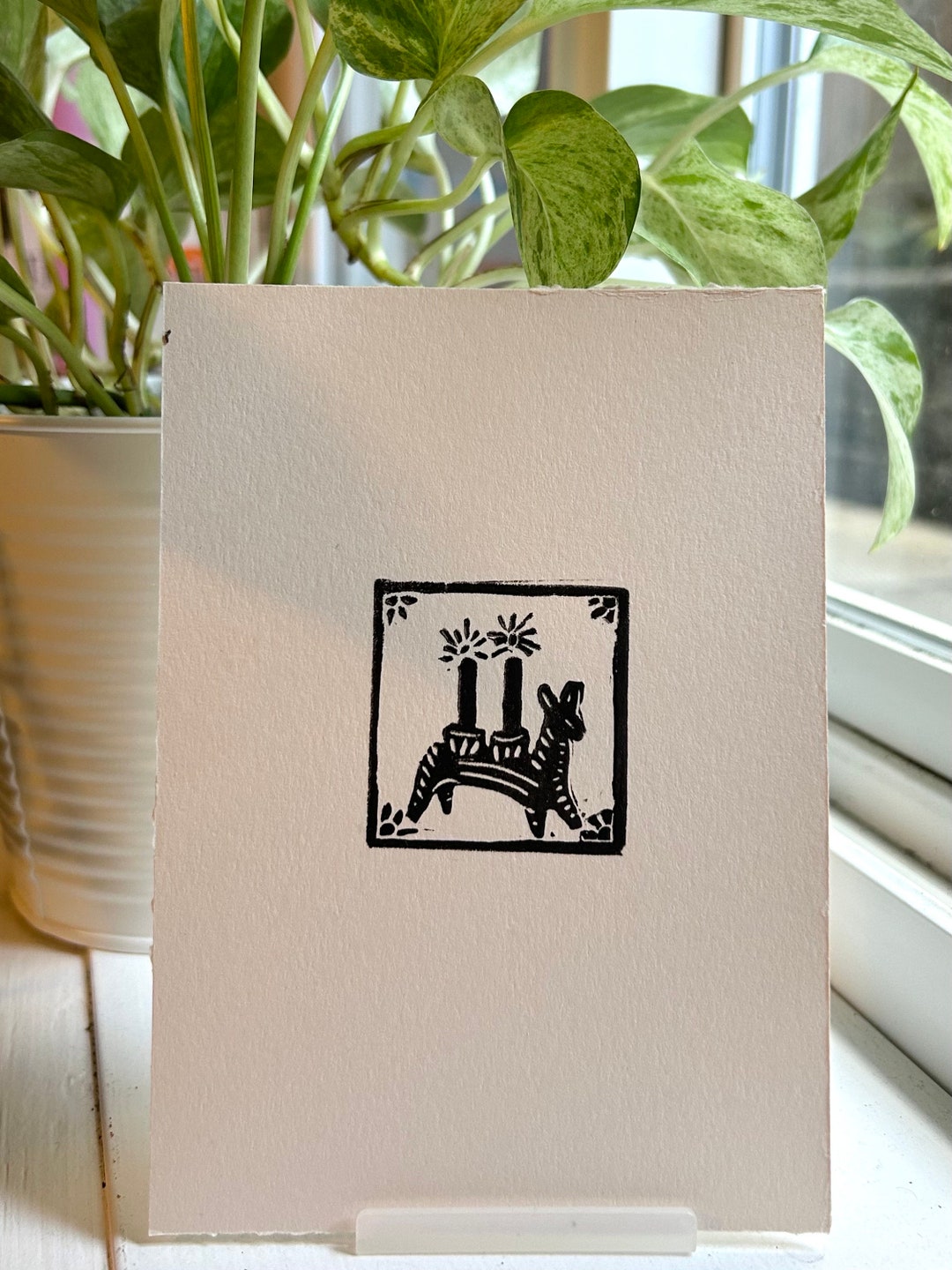 Candle Lino Print, Block Print, Mexican Art, Folk Art, Handmade, Gifts ...