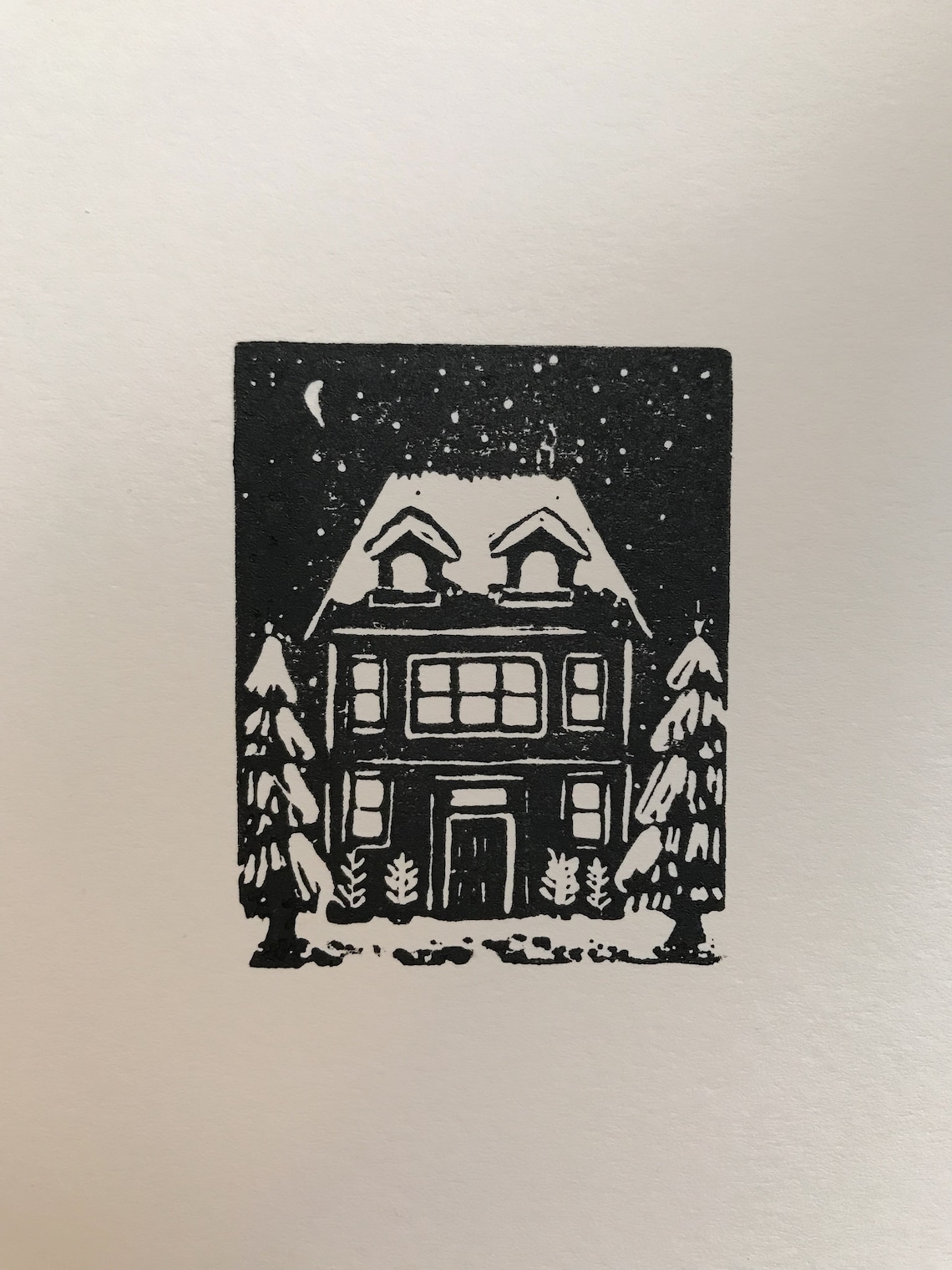 Winter Lino Print, Home, Snow, Christmas, Handmade, Gifts, Home Decor ...