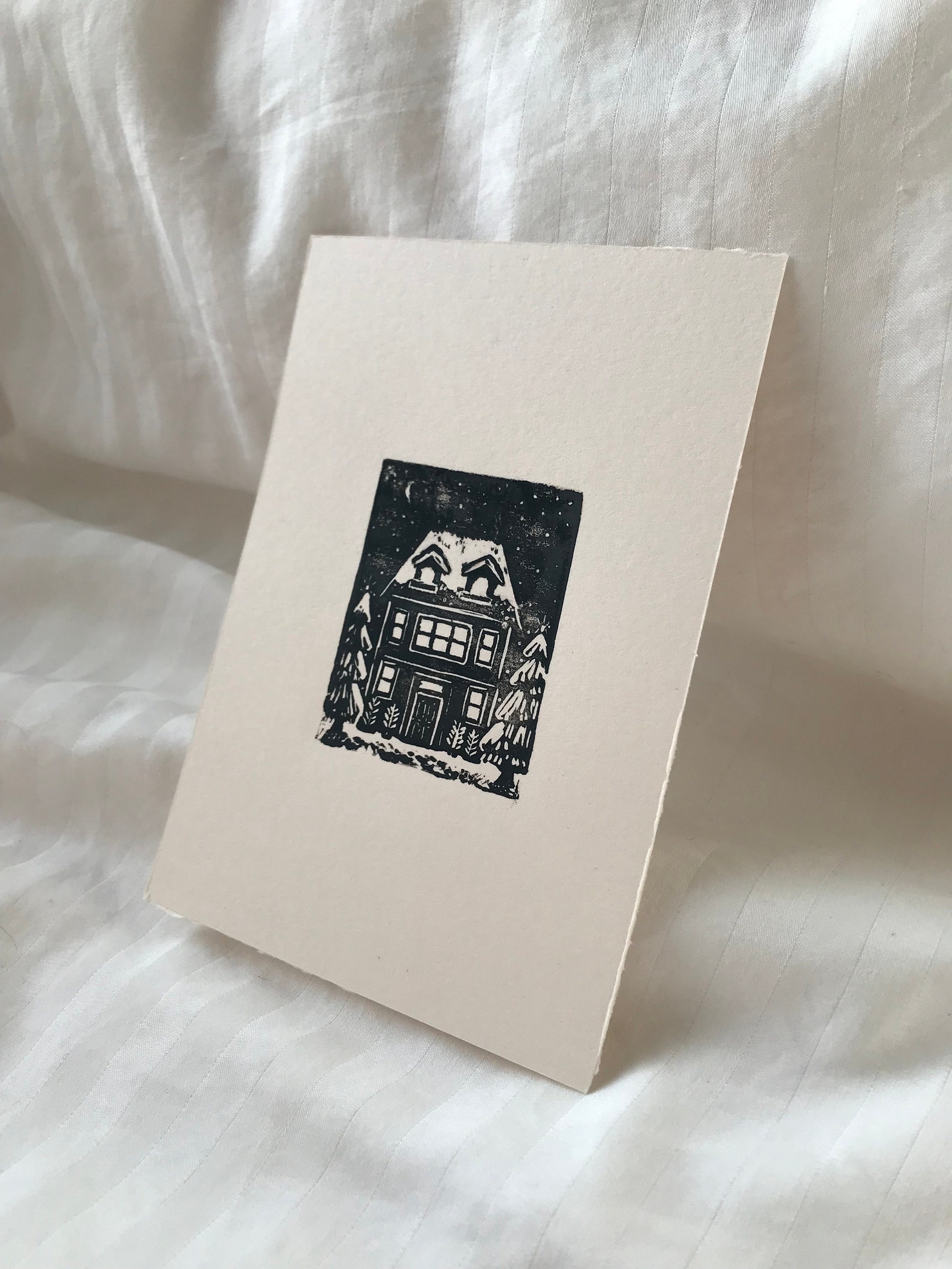 Winter Lino Print, Home, Snow, Christmas, Handmade, Gifts, Home Decor ...