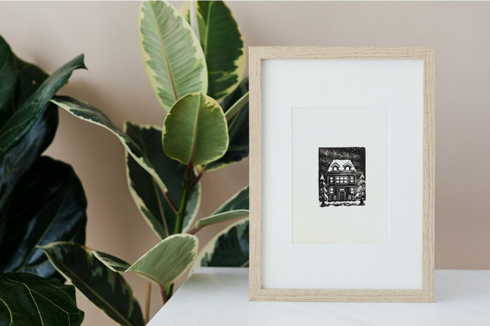 Winter Lino Print, Home, Snow, Christmas, Handmade, Gifts, Home Decor ...