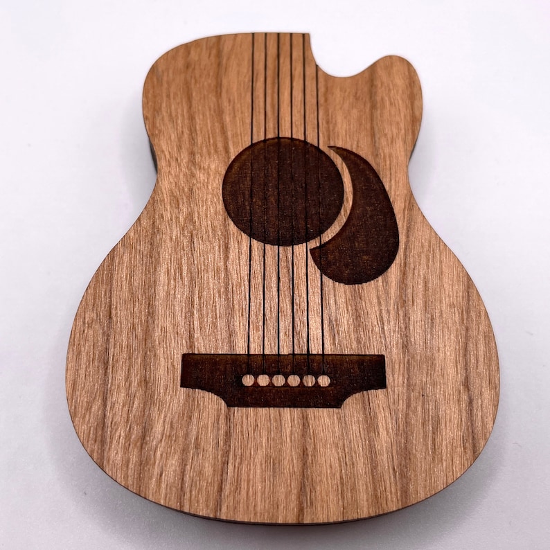 Guitar Shape Pick Box, Custom Engraved and Personalized, Acoustic or ...