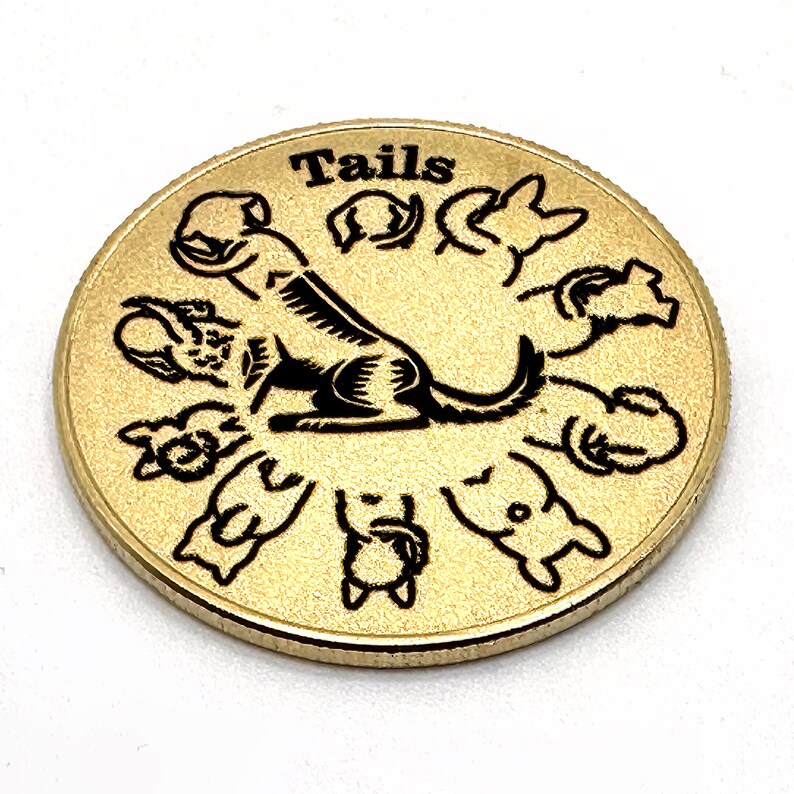 Dog Themed Heads/tails Solid Brass Coin - Laser Engraved - Good Luck ...