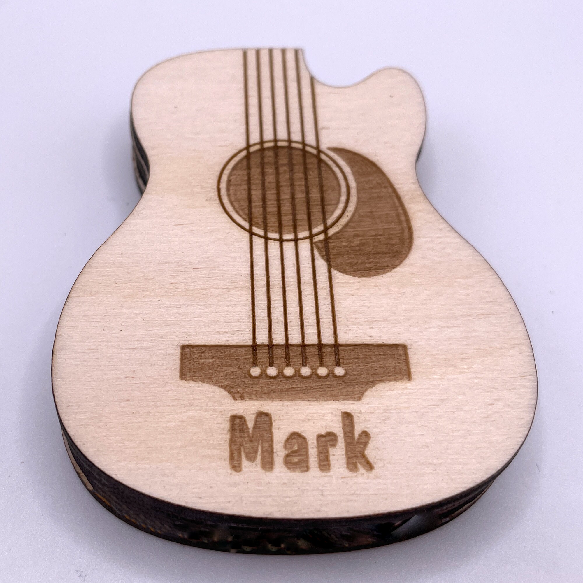Guitar Shape Pick Box, Custom Engraved and Personalized, Acoustic or ...