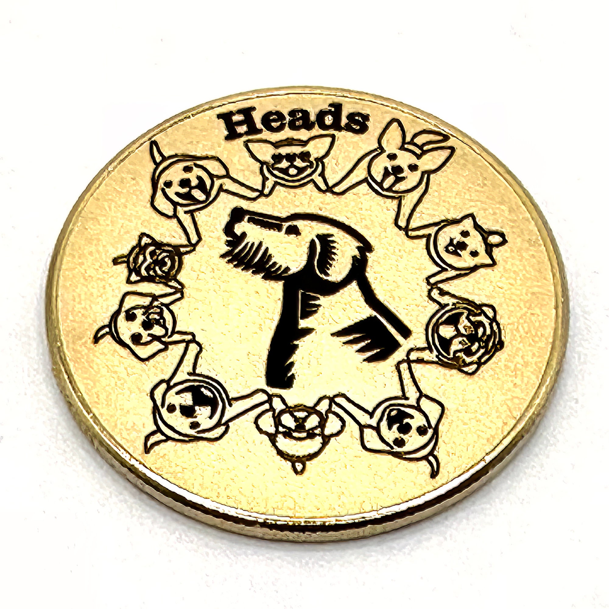Dog Themed Heads/tails Solid Brass Coin - Laser Engraved - Good Luck ...